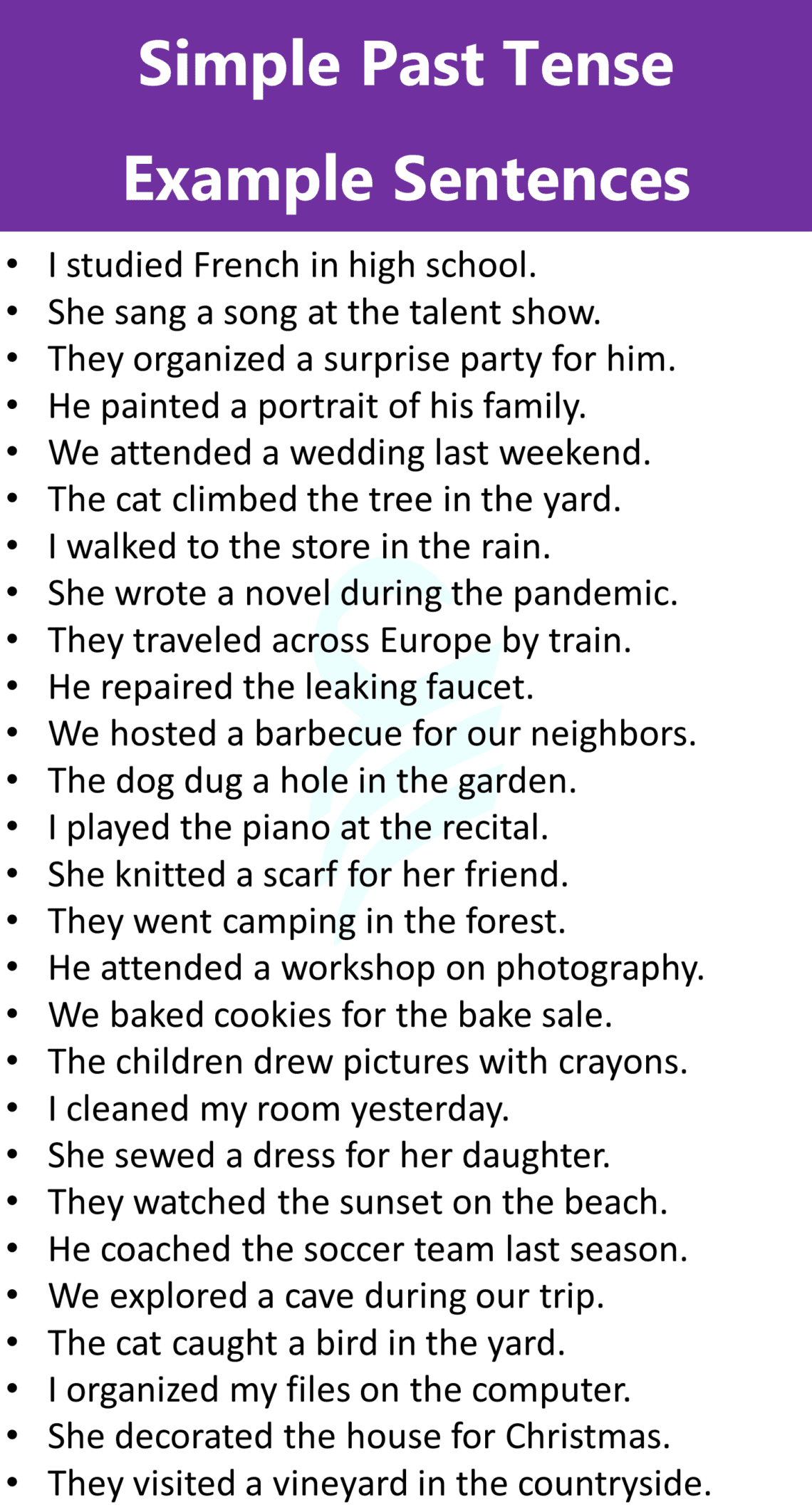 100 Example Sentences of Simple Past Tense in English • Englishilm