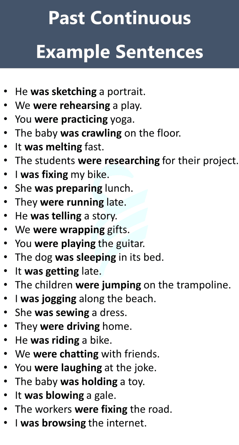 100 Past Continuous Tense Example Sentences in English • Englishilm