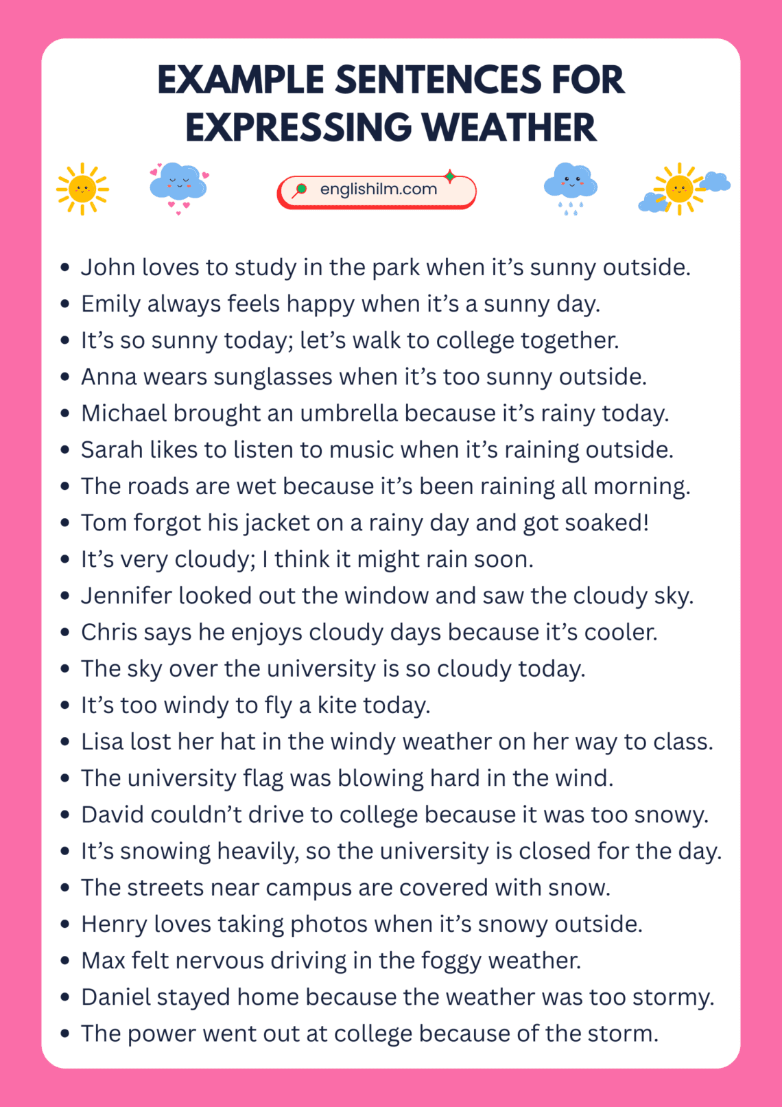 Expressing Different Types of Weather in English • Englishilm