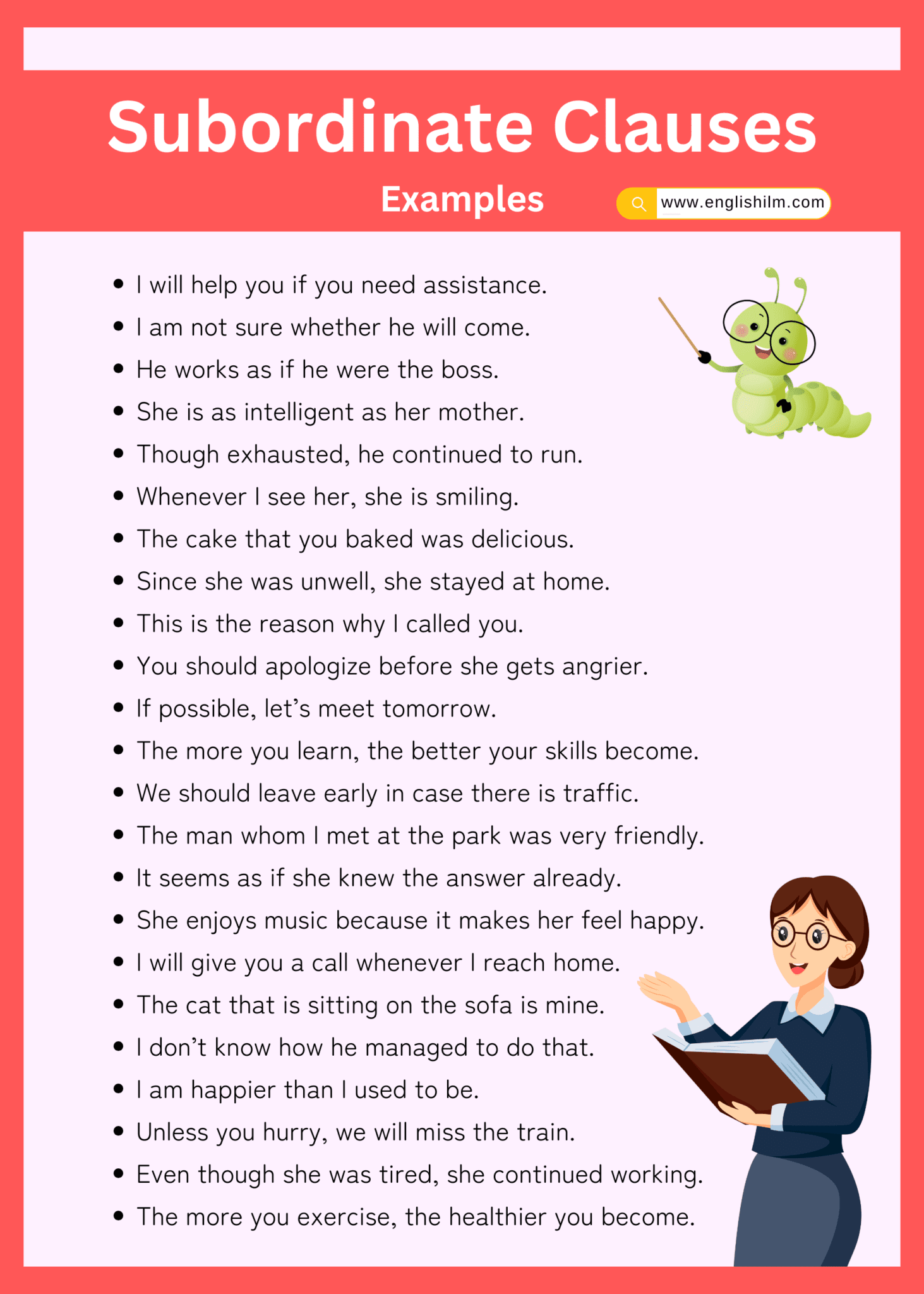 Subordinate Clauses Definitions, Types, and Examples • Englishilm