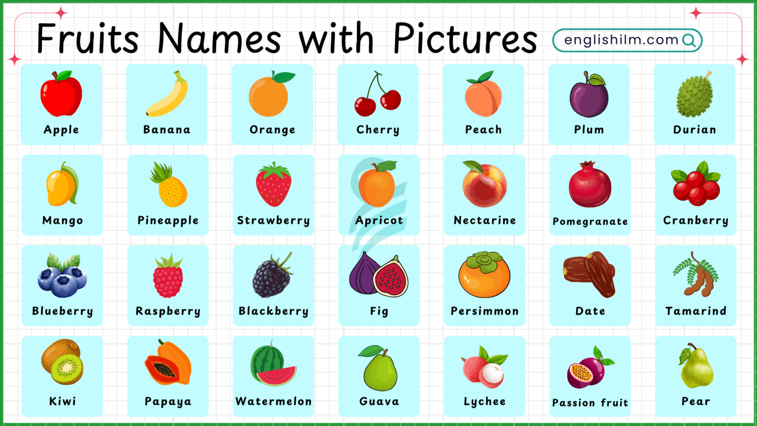Fruits Names in English with Pictures • Englishilm