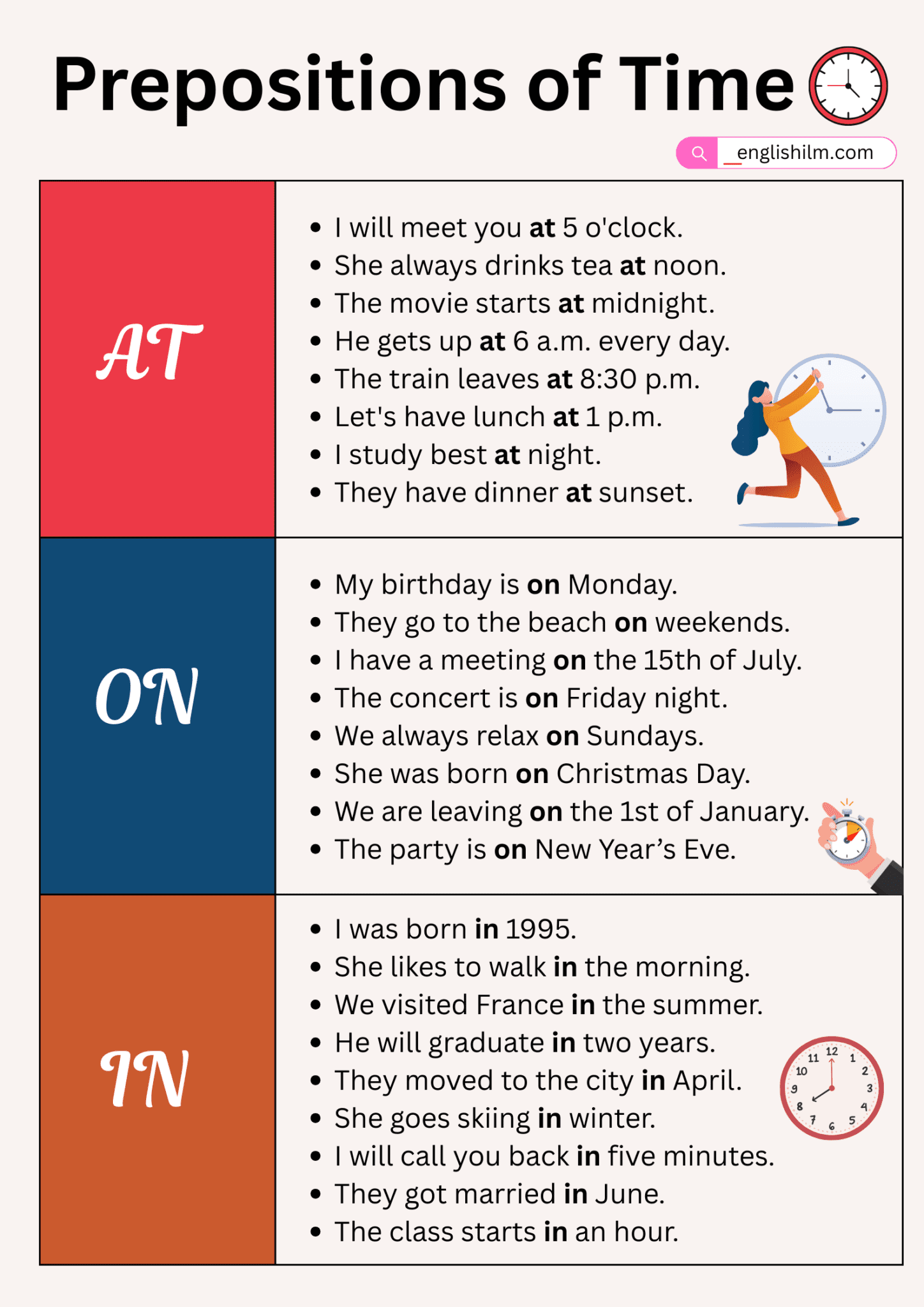 100 Prepositions of Time Examples with Exercise • Englishilm