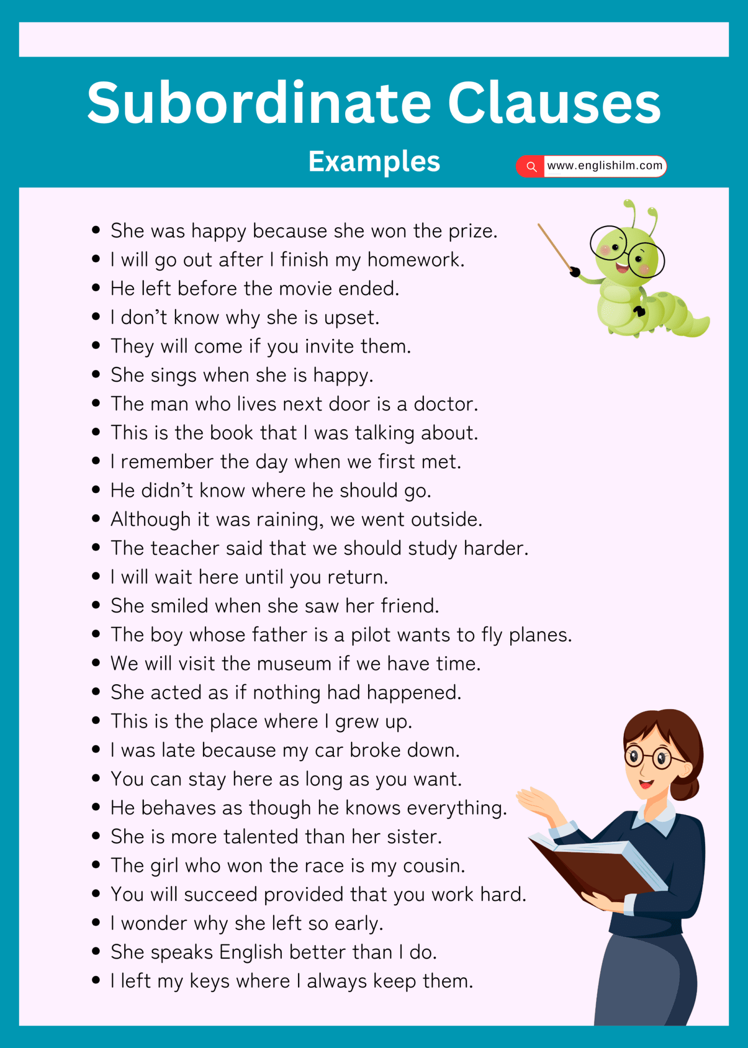 Subordinate Clauses Definitions, Types, and Examples • Englishilm