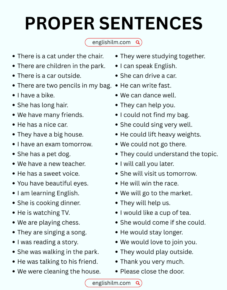 100 Examples of Proper Sentences in English • Englishilm