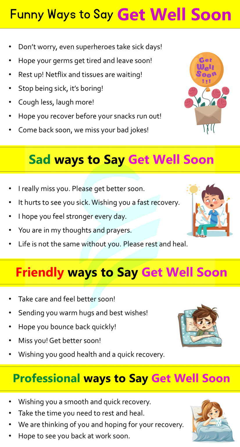 Other Ways to Say Get Well Soon • Englishilm