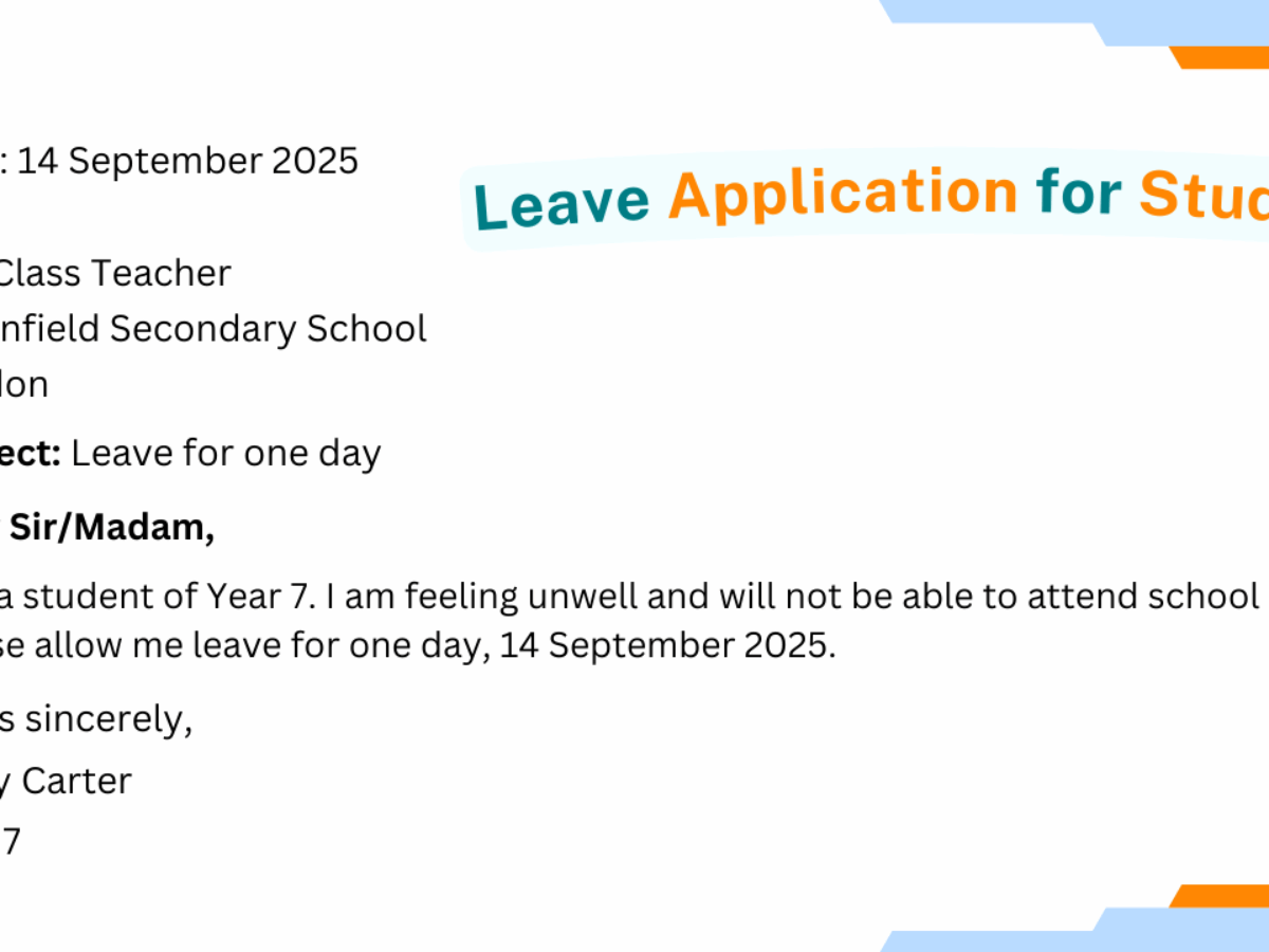 Leave Application Format For School College And Office Tips To Write
