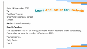 Leave Application Format for School Students • Englishilm