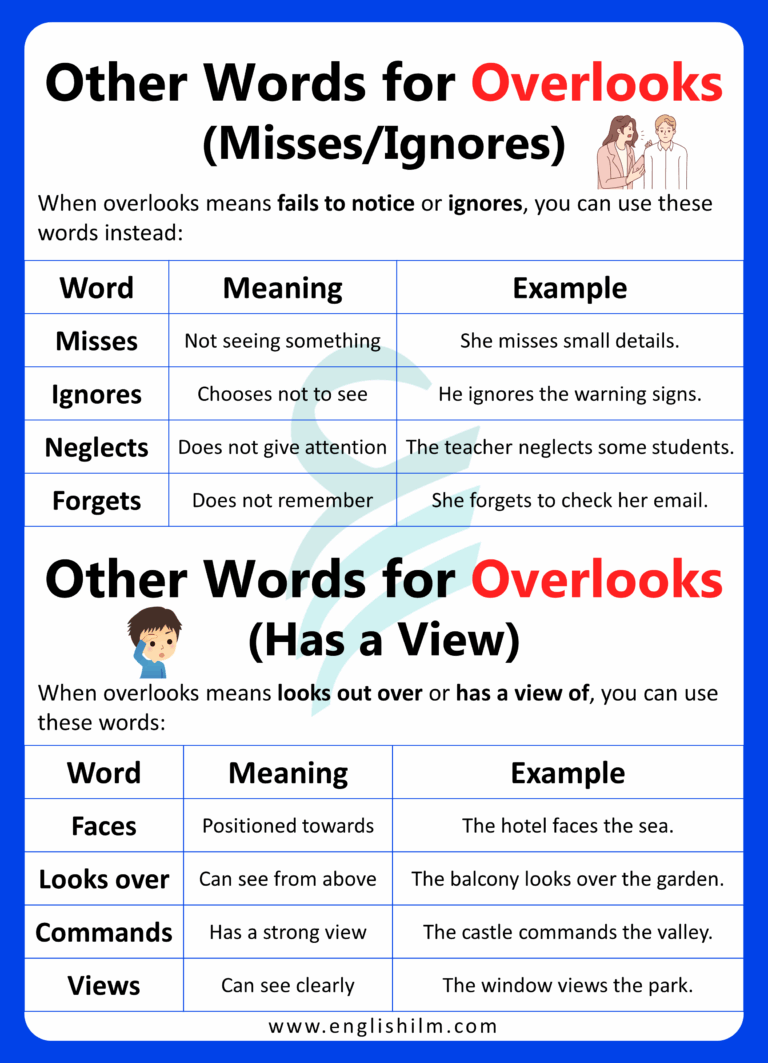 Other Words for Overlooks in English with Examples • Englishilm